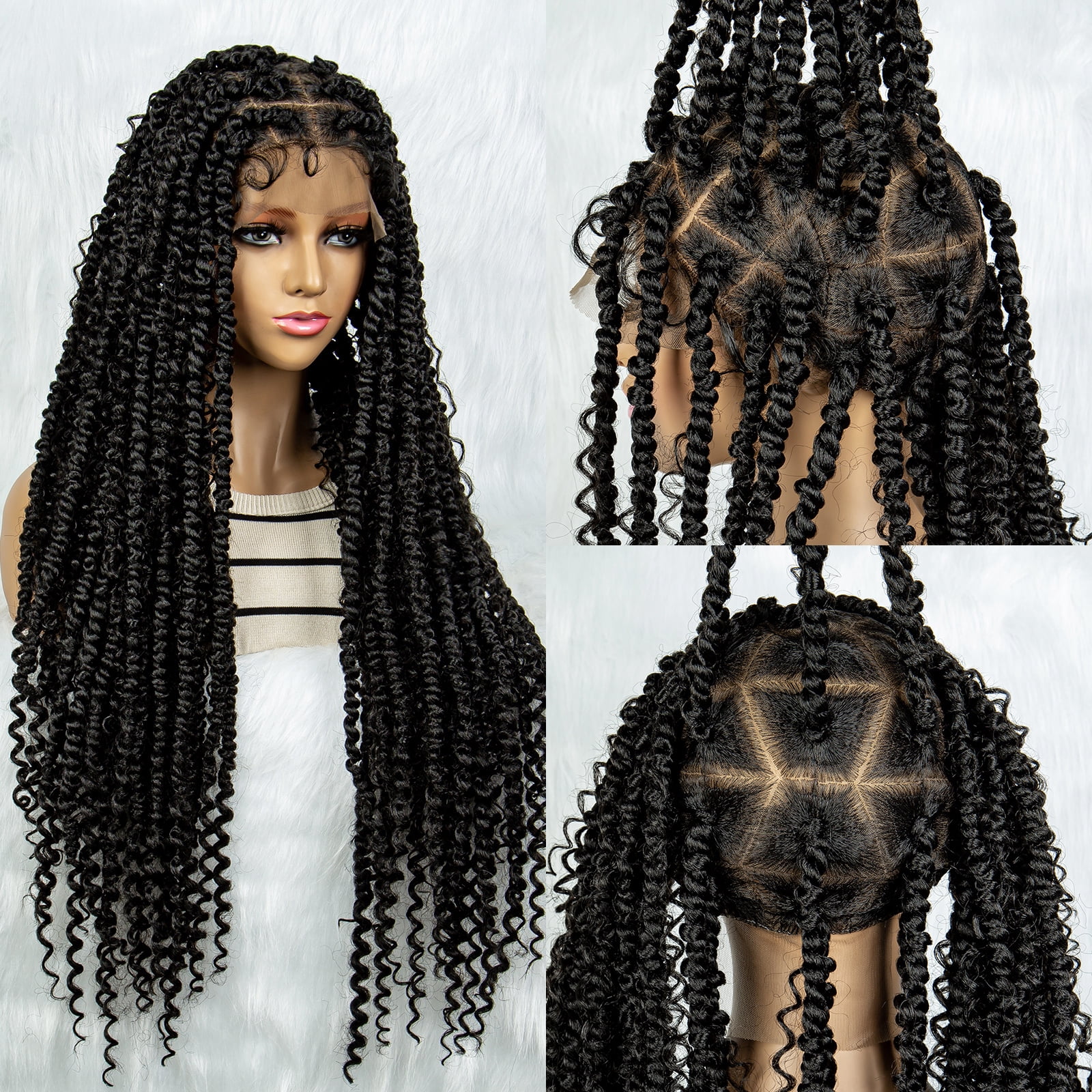 Synthetic Full Lace Braided Wigs Curly Twist Braiding Wig for Women 36 ...