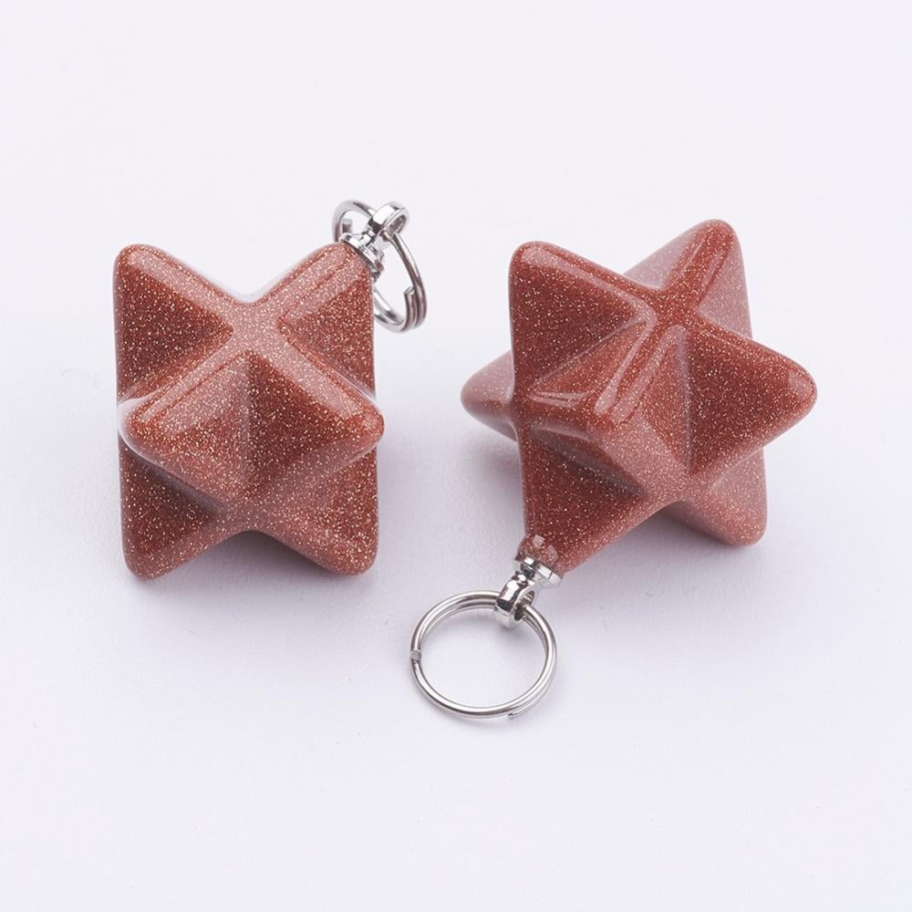 Synthetic Goldstone Pendants with 201 Stainless Steel Split Rings ...