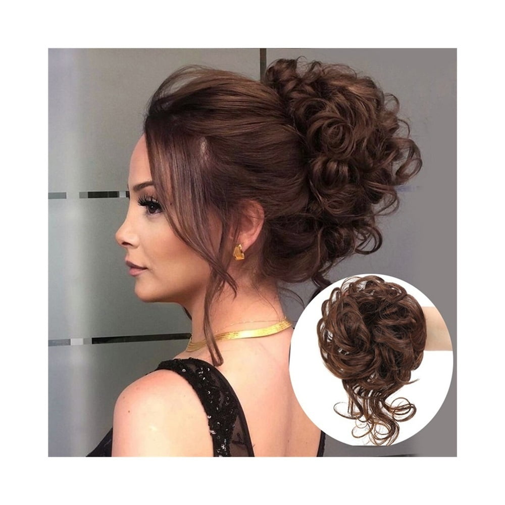 Synthetic Hair Bun Chignon Messy Curly Elastic Scrunchy False Hair ...