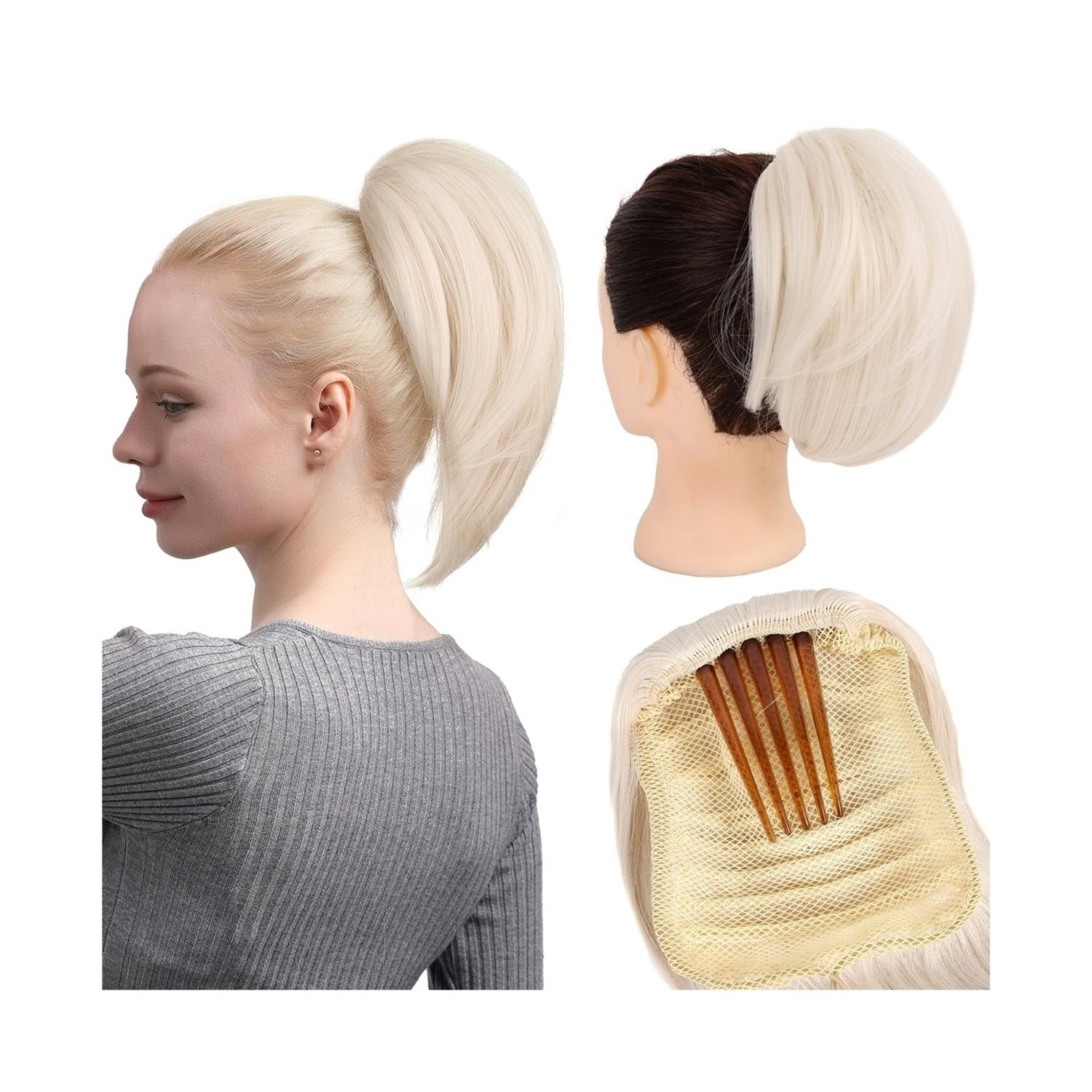 Synthetic Hair Bun Chignon Updo Elastic Drawstring Short Ponytail ...