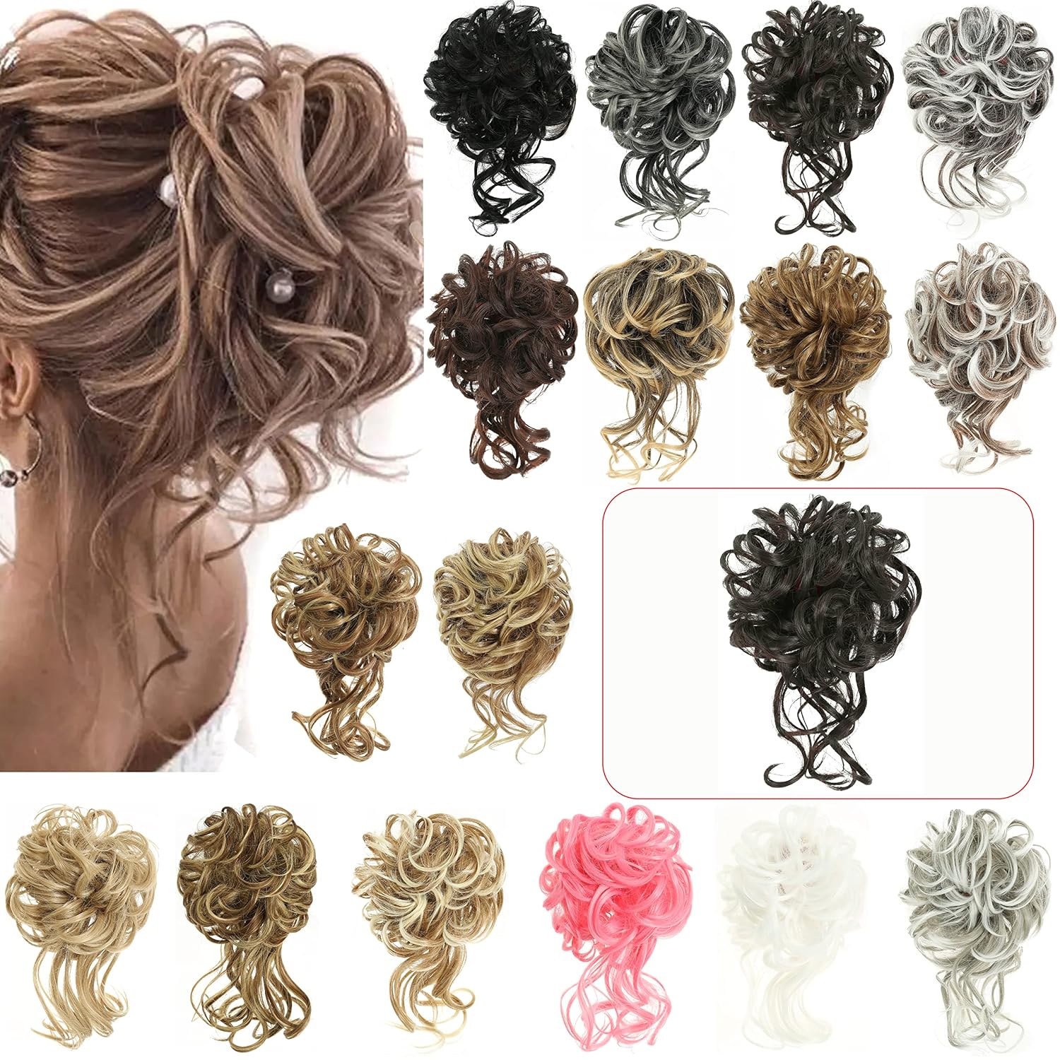 Synthetic Hairpieces Long Curly Hair Bun Scrunchies Natural Hair ...