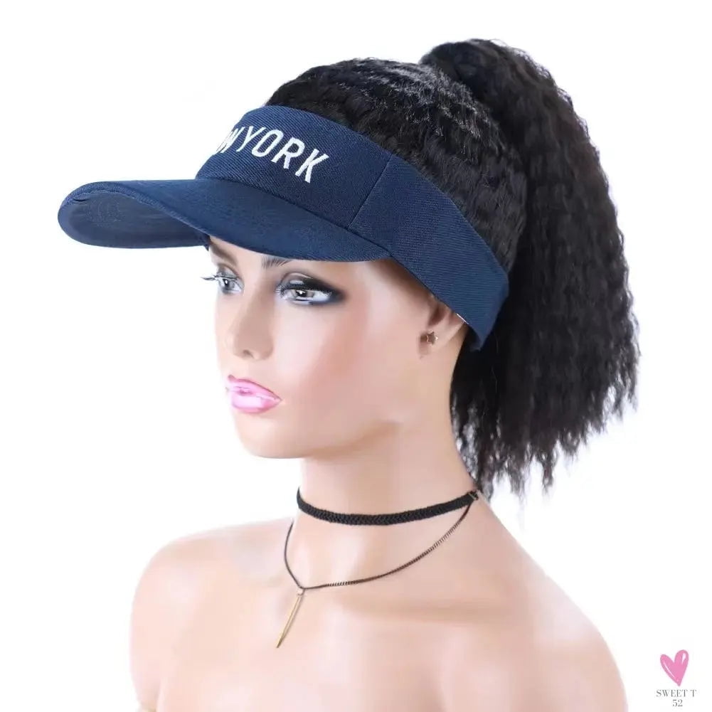 Synthetic Hat Wig - Kinky Straight Hair Extensions With Ponytail ...