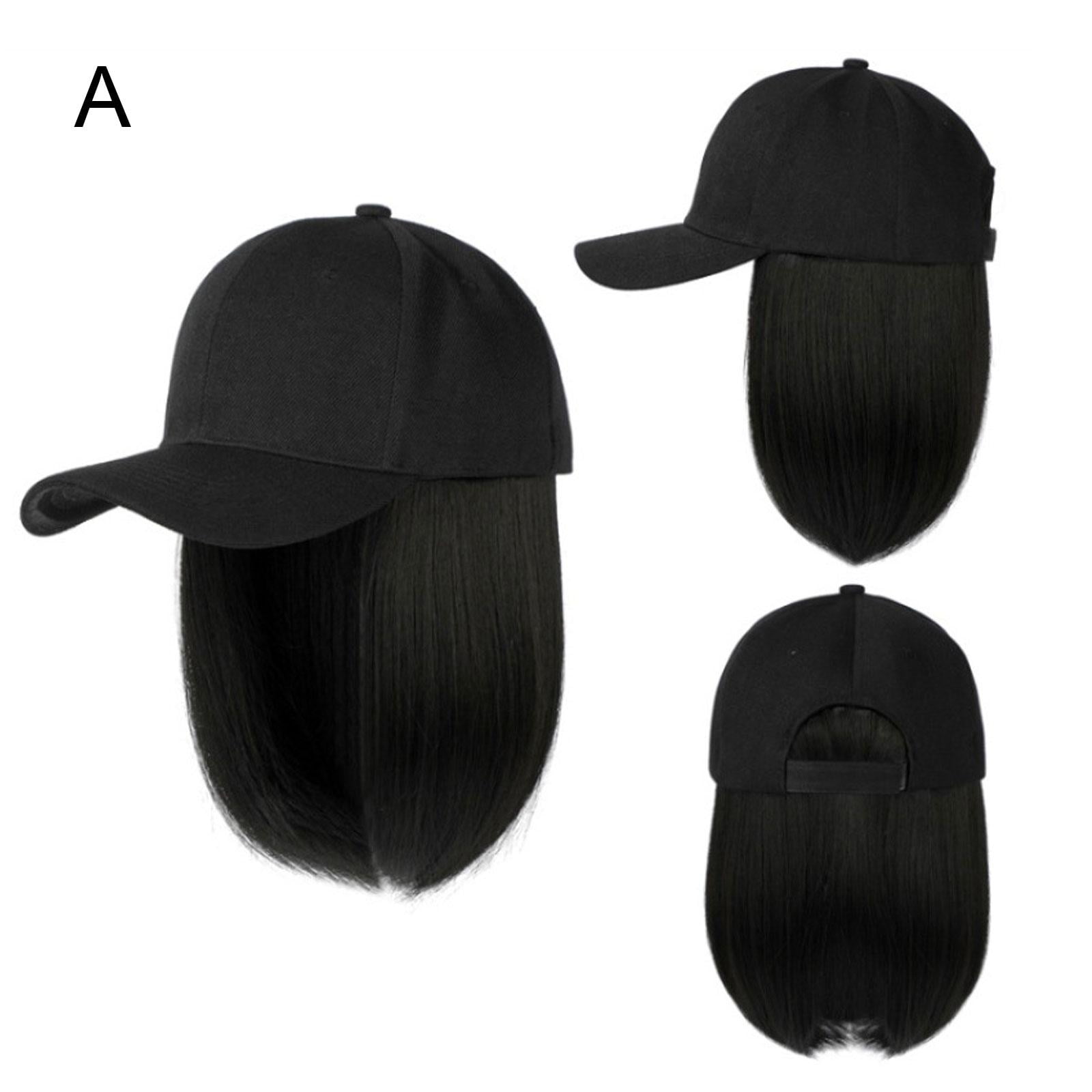 Synthetic Hat with Wigs Short Straight Bob Wig Baseball Cap Heat ...