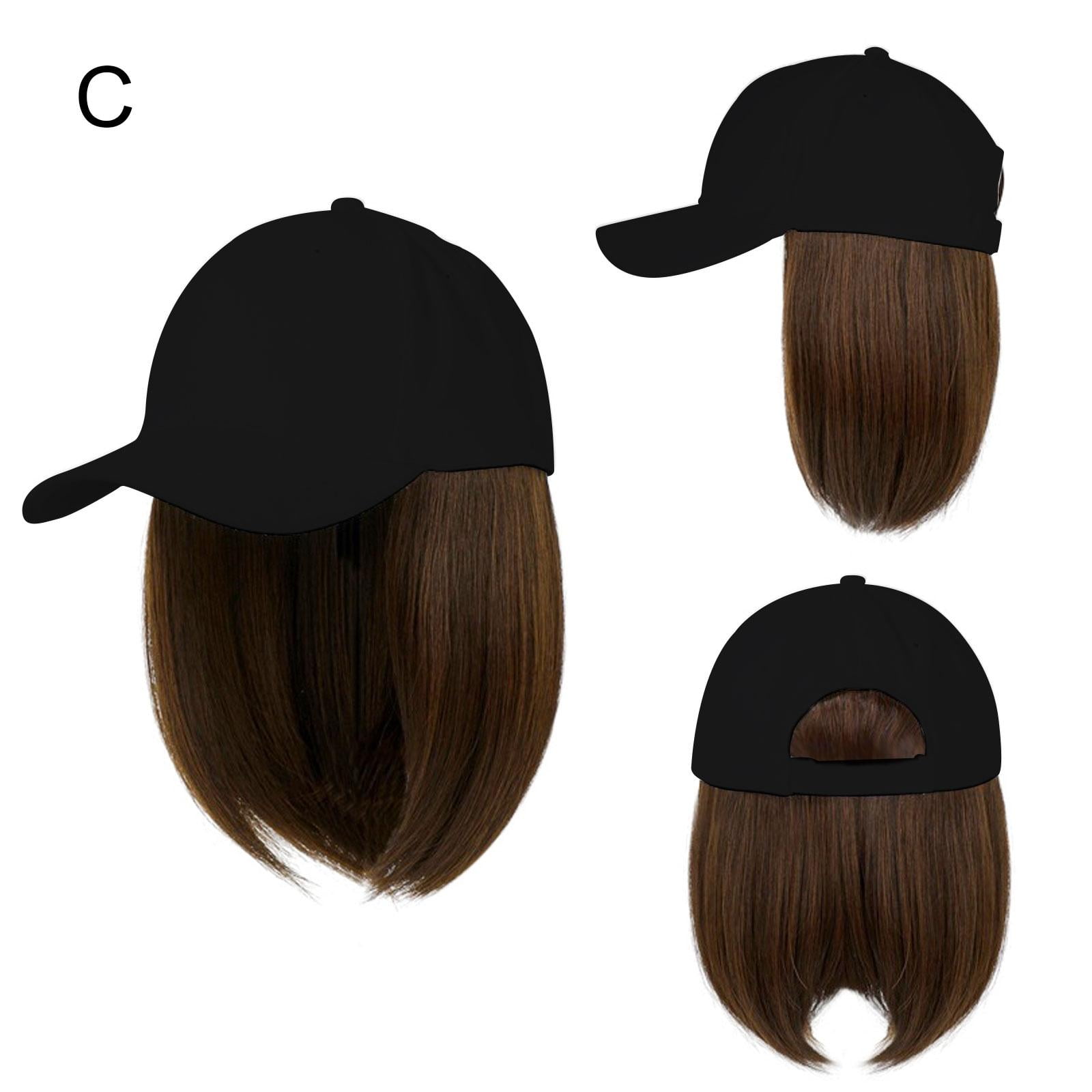 Synthetic Hat with Wigs Short Straight Bob Wig Baseball Cap Resistant ...