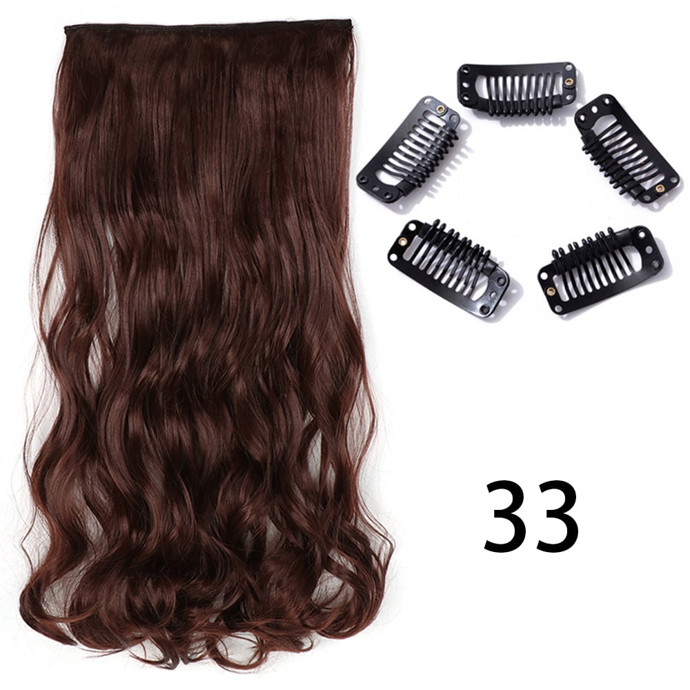Synthetic Long Straight Clip In One Piece Hair Extension 5 Clips False ...