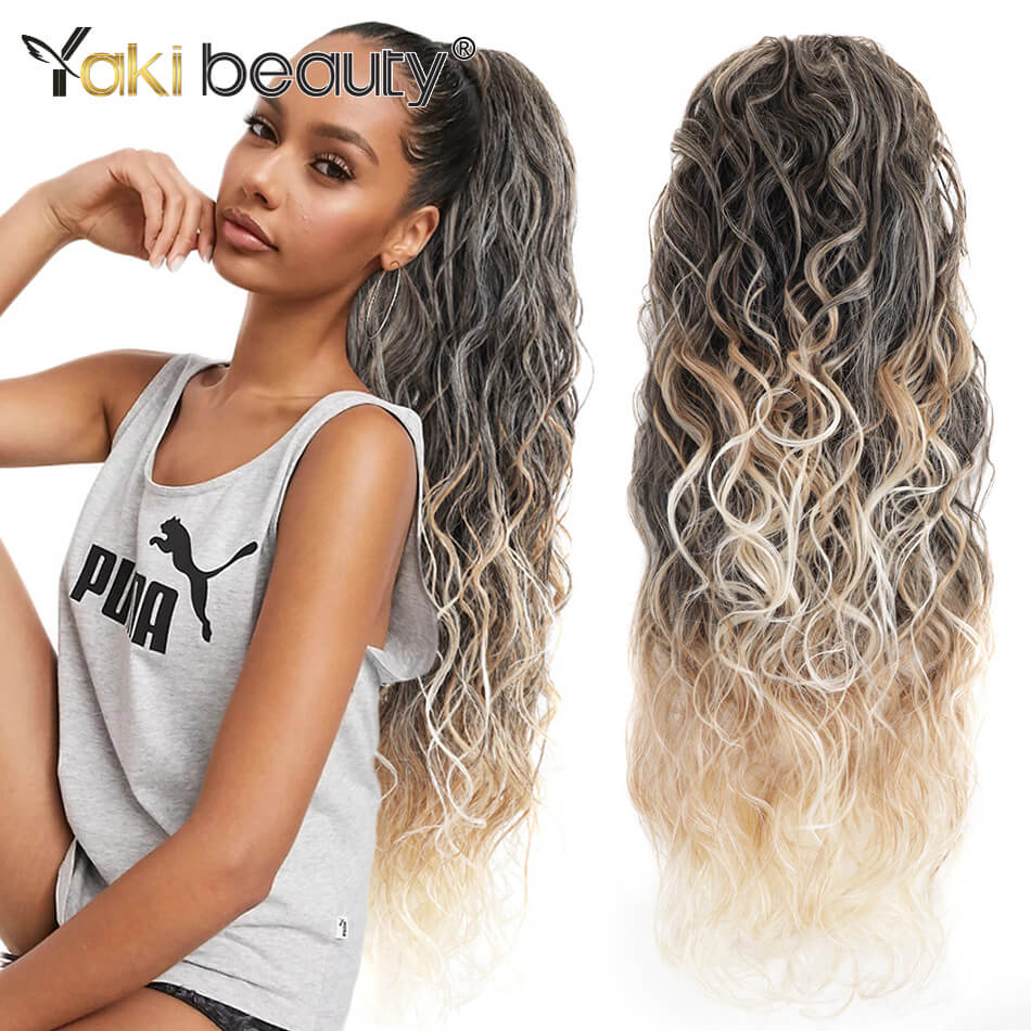 Synthetic Long Wavy Drawstring Ponytail Extainson Clip in Hair ...
