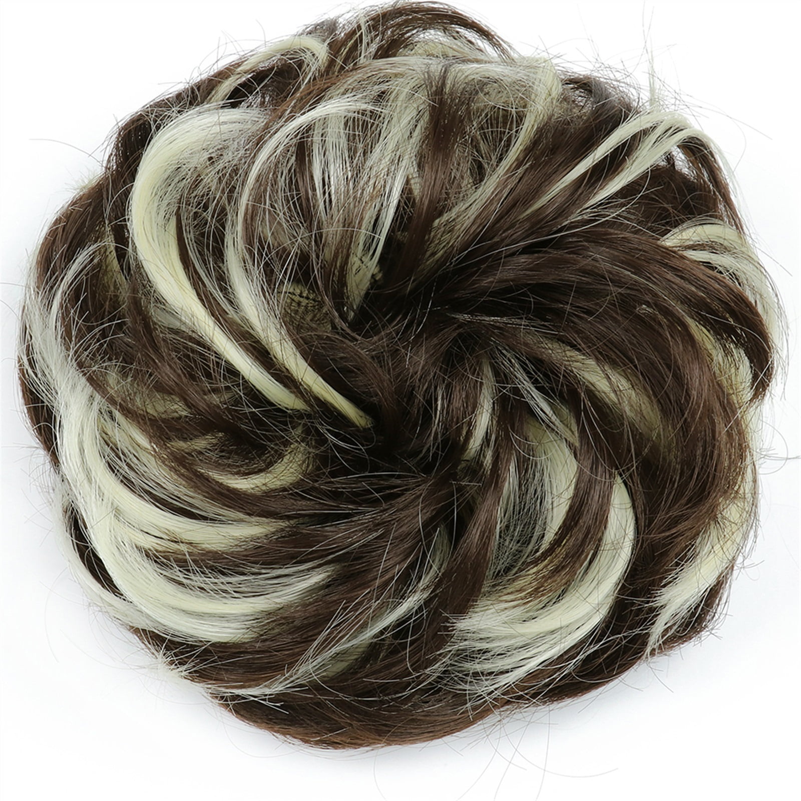 Synthetic Messy Bun Chignon Donut Gary Brown Color Hair Bun Pad Elastic ...
