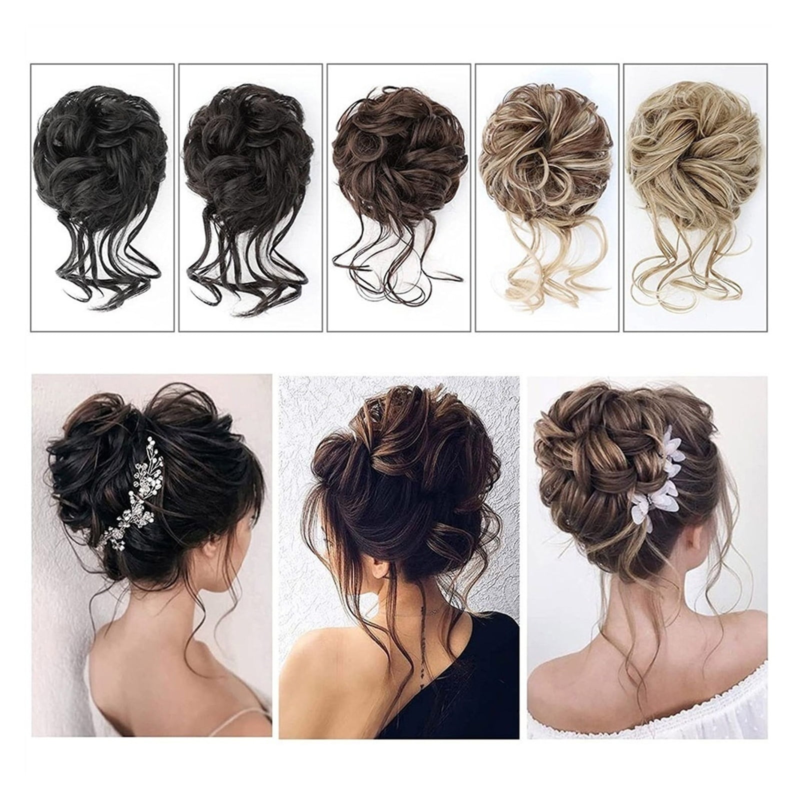 Synthetic Messy Bun Hair Piece Tousled Updo Hair Buns Extension Elastic ...