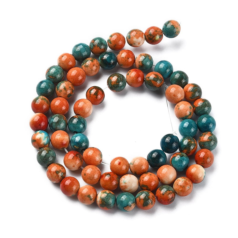 Synthetic Ocean White Jade Round Beads Strands Dyed Saddle Brown 6mm ...