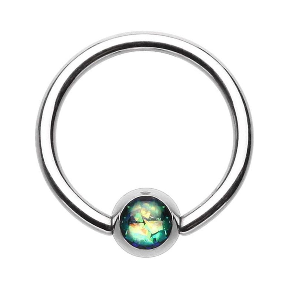 Synthetic Opal Ball Steel Captive Bead Ring - Walmart.com