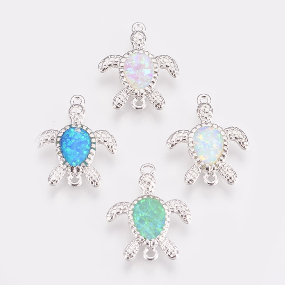 Synthetic Opal Links connectors with Brass Findings Turtle Golden Mixed ...