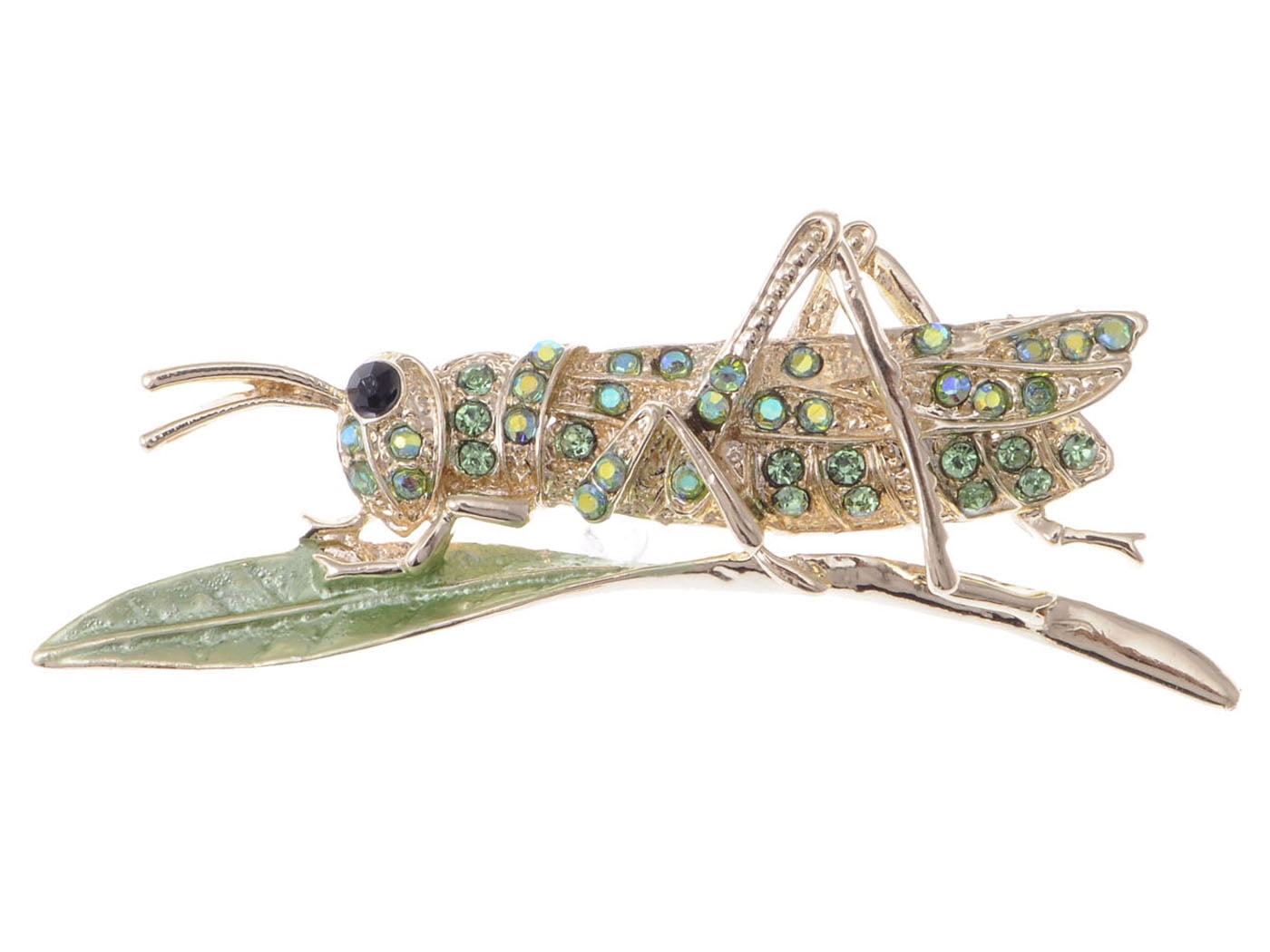 Synthetic Peridot Green Rhinestone Crystal Insect Grasshopper Locust ...