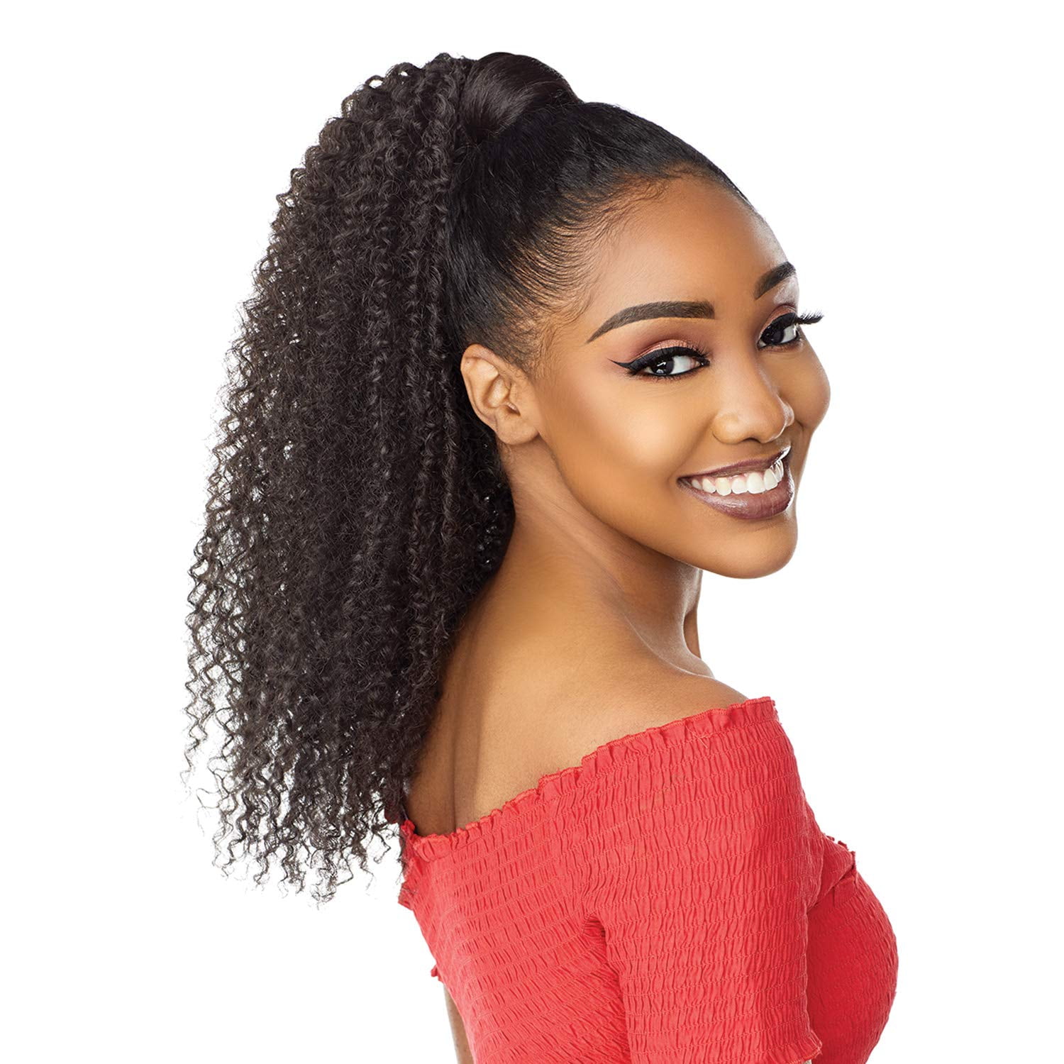 Synthetic Ponytail Pony Wrap KINY CURLY 18" (1B Off Black) - Walmart.com