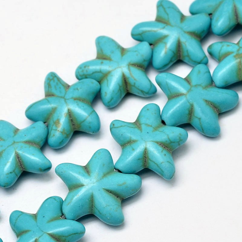 Synthetic Turquoise Bead Strands Flower Dyed Turquoise 21x23x8mm Hole ...