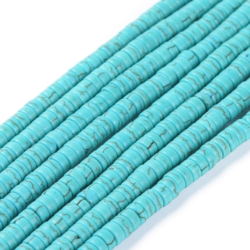 Synthetic Turquoise Beads Strands Heishi Beads Dyed Flat Round/Disc ...