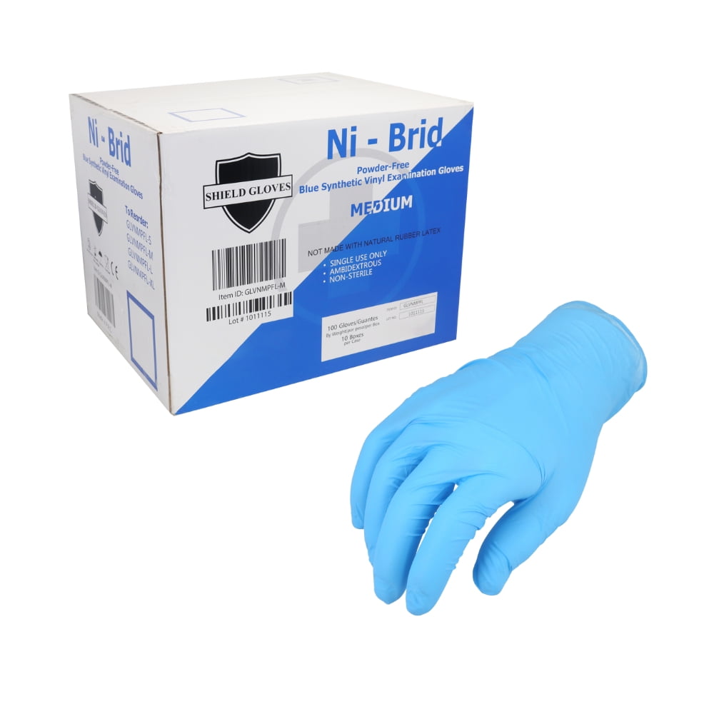 Synthetic Vinyl Exam Powder-Free Nitrile Disposable Gloves, Blue, Large ...