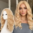 Synthetic Wave Curly Wig Light Honey Blonde 18 Inch Medium Length Daily ...
