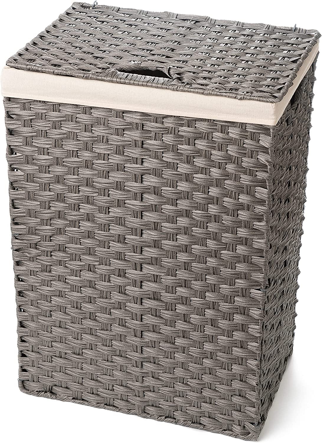 Synthetic Wicker Laundry Hamper Basket With Lid and Liner by Blue Ridge ...