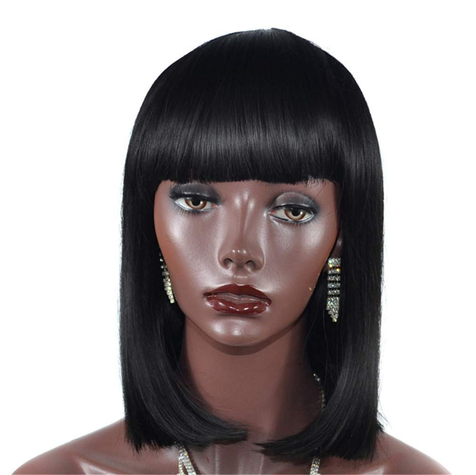 Synthetic Wig Fake Hair 11.8 Inch Shoulder Length Short Bob Black ...