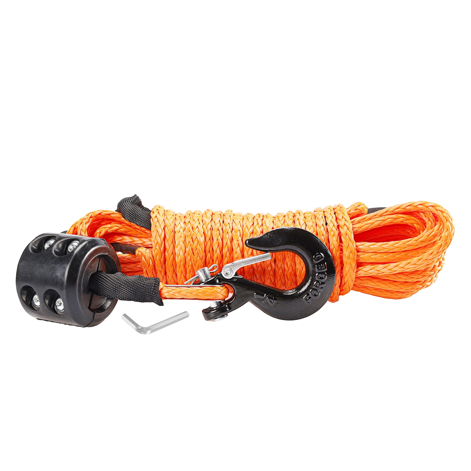 Synthetic Winch Rope Kit 1/4"×50FT 10000LBS Orange Winch Rope With ...