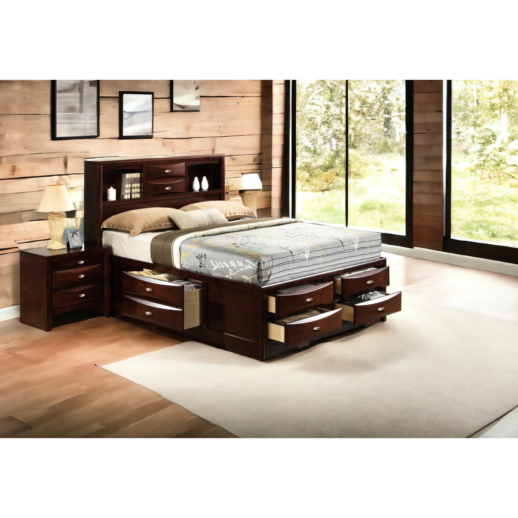Synthetic Wood Bed - 4 Footboard Drawers - Sleeping Quarters - Large ...