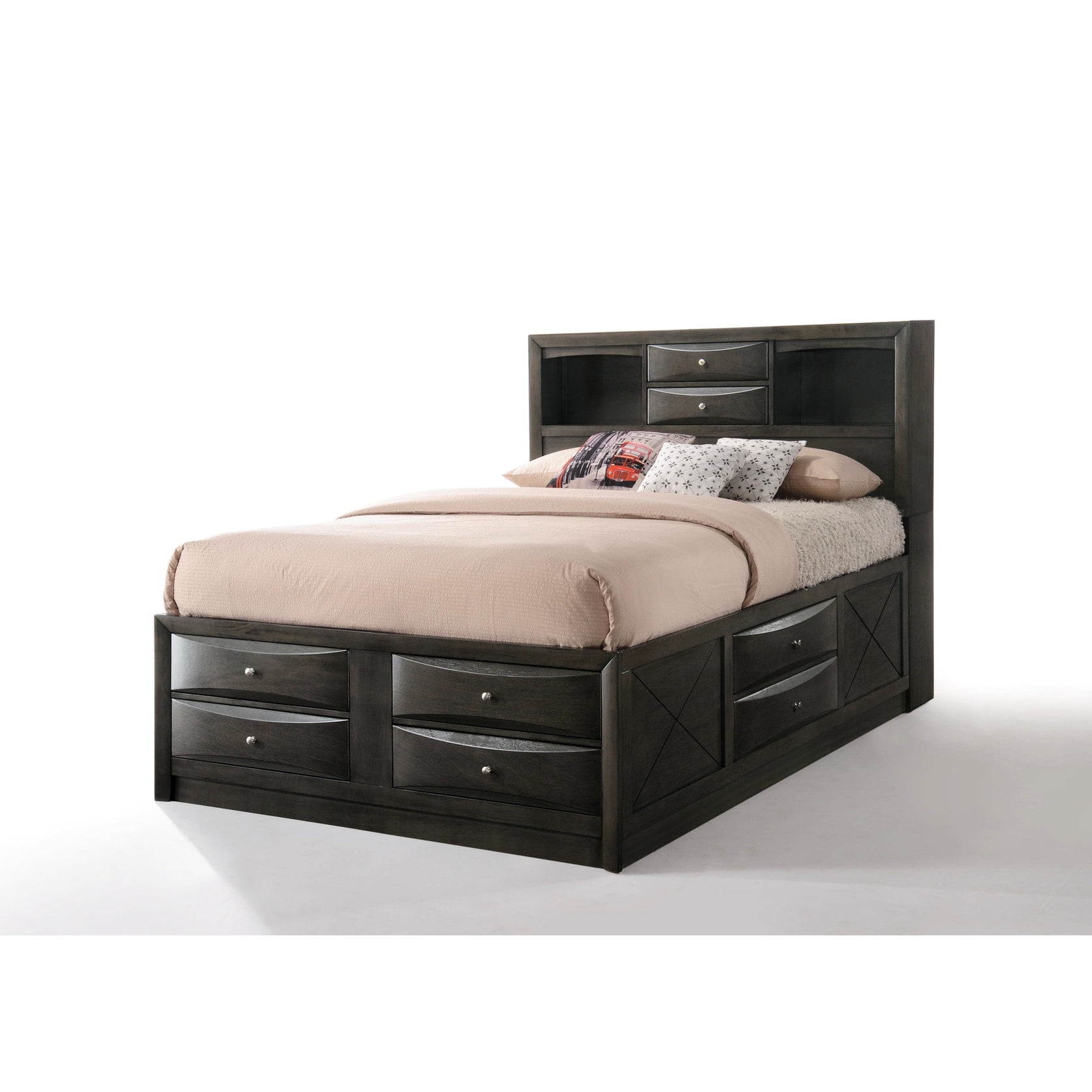 Synthetic Wood Bed | Storage Bed with Sliding Door Compartments ...