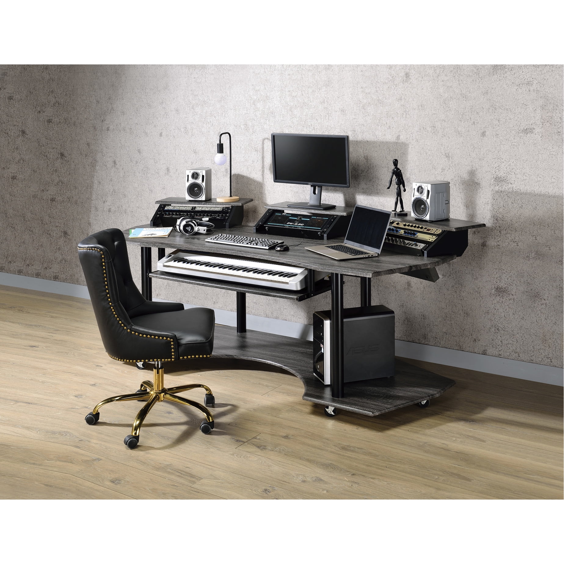 Synthetic Wood Studio Desk+Dedicated Keyboard Placement"-"Keyboard ...