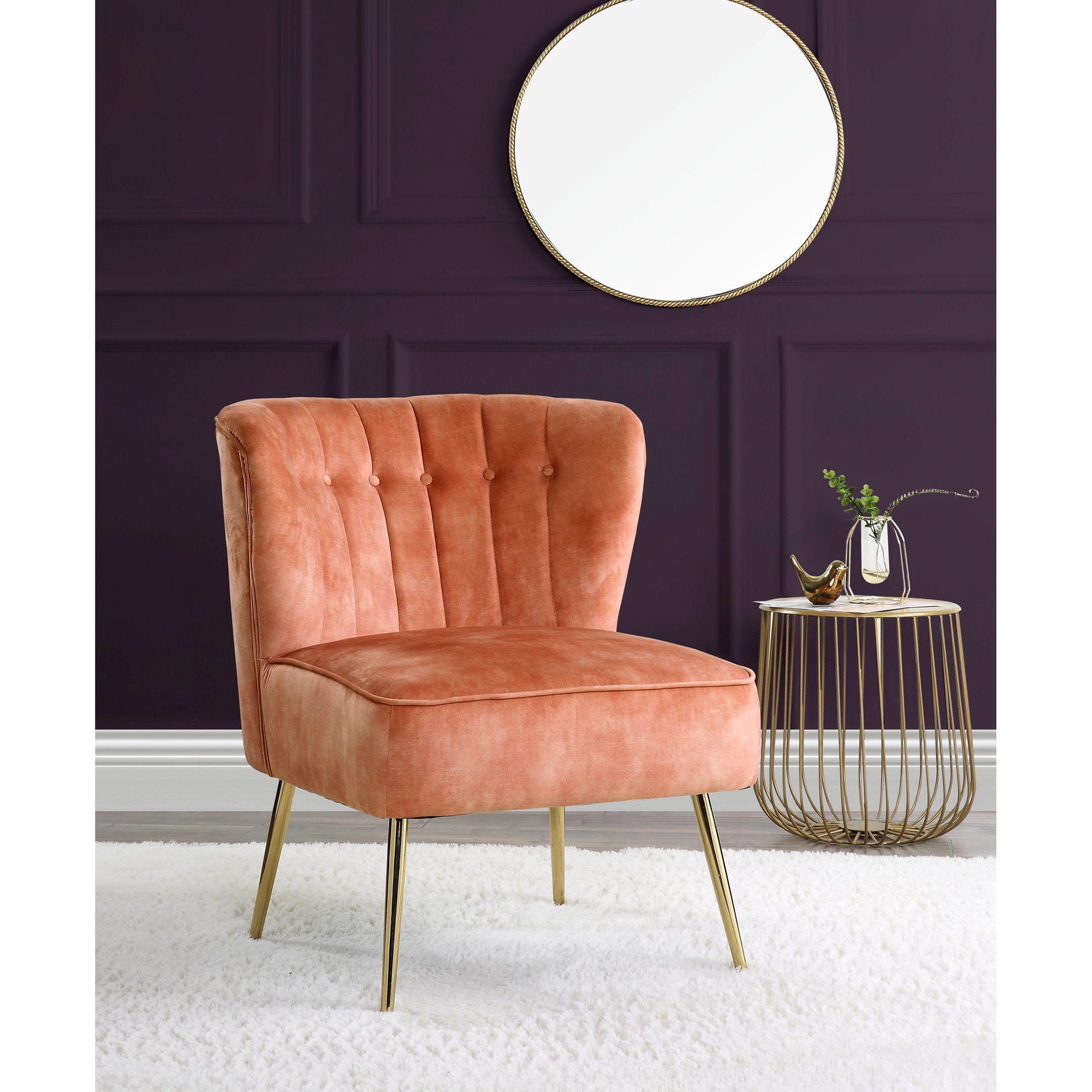 Synthetic Wood & Velvet Chair with Full Foam Seat / Plush Seating for ...