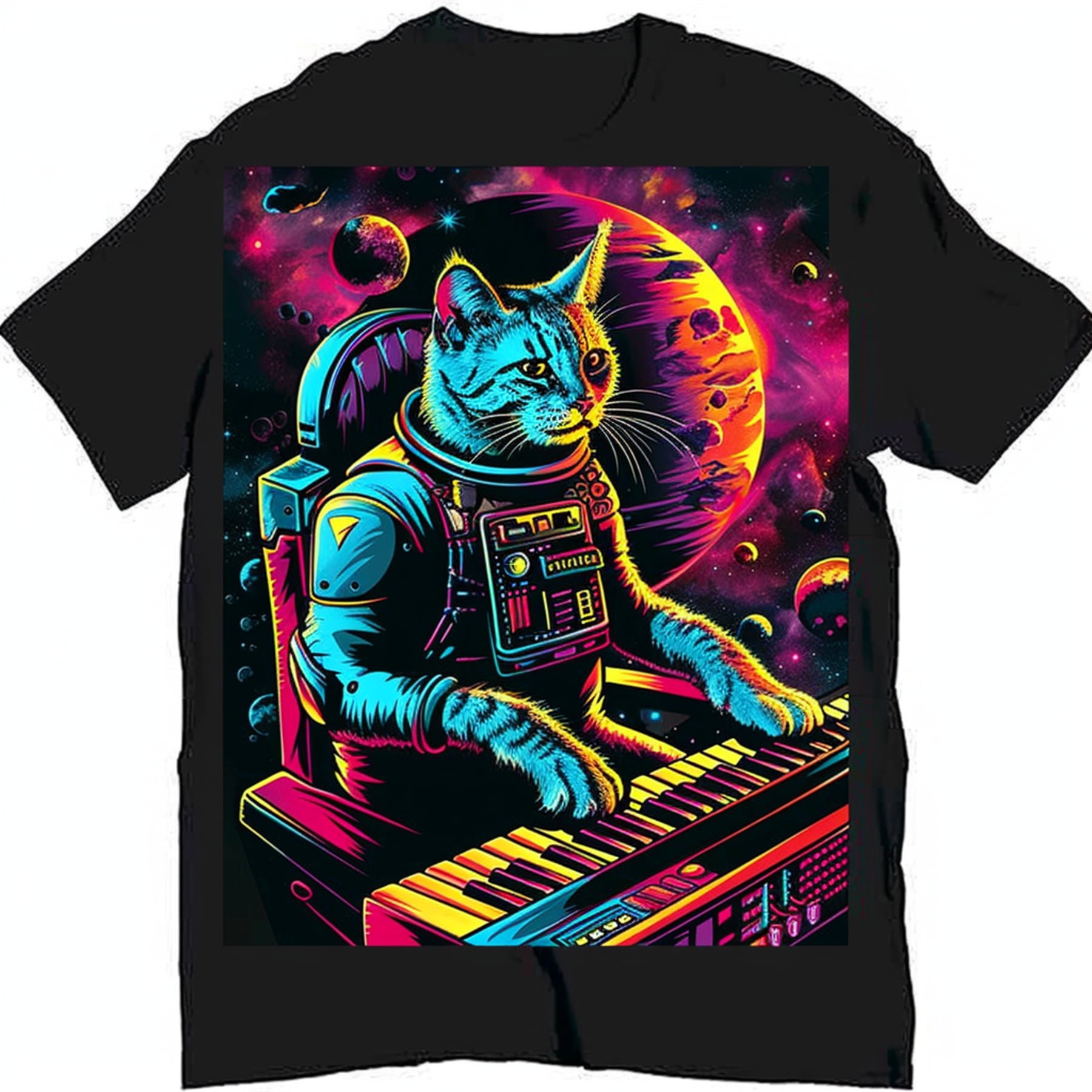 Synthwave Cyberpunk Piano Player Retro 80s Style T Shirt Design Vivid ...