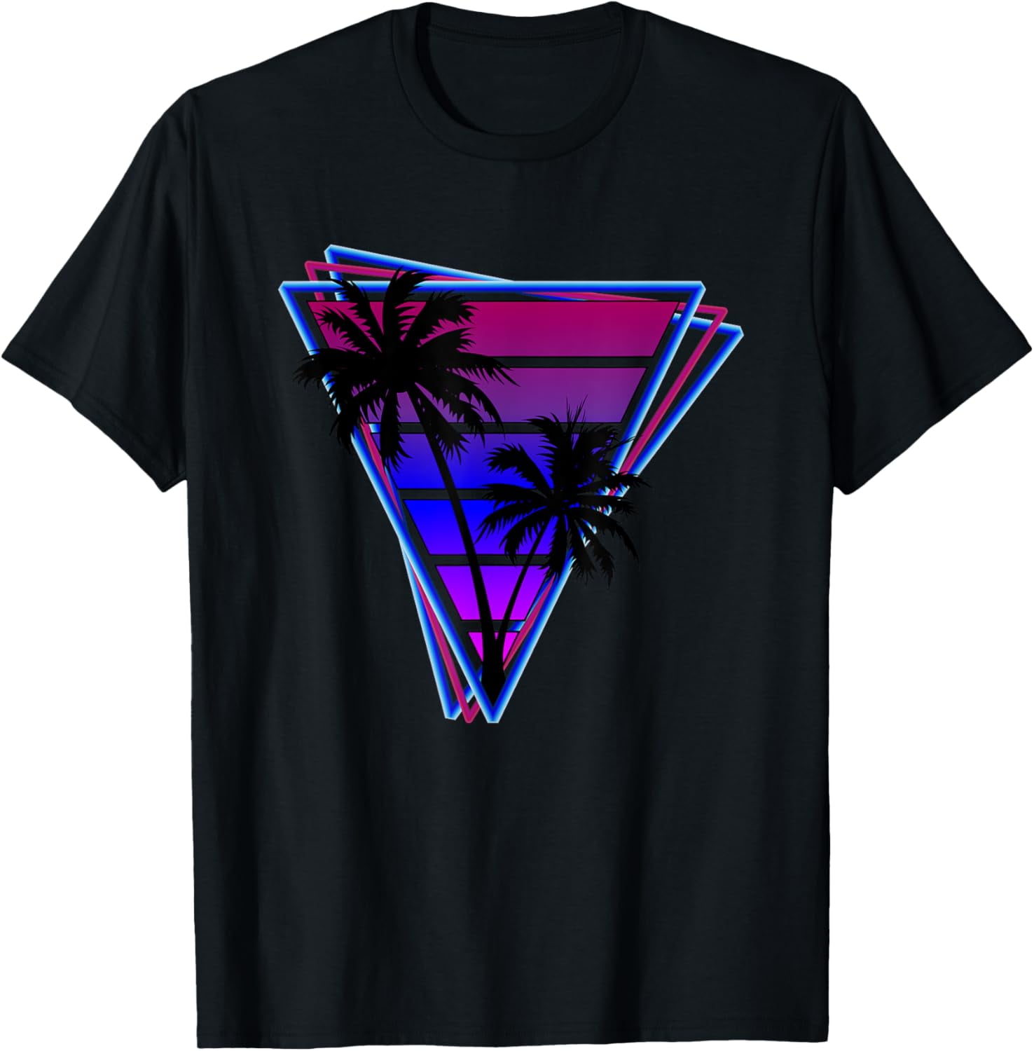 Synthwave Inspired Retro 80s Vaporwave Palm Tree Silhouette T-Shirt ...