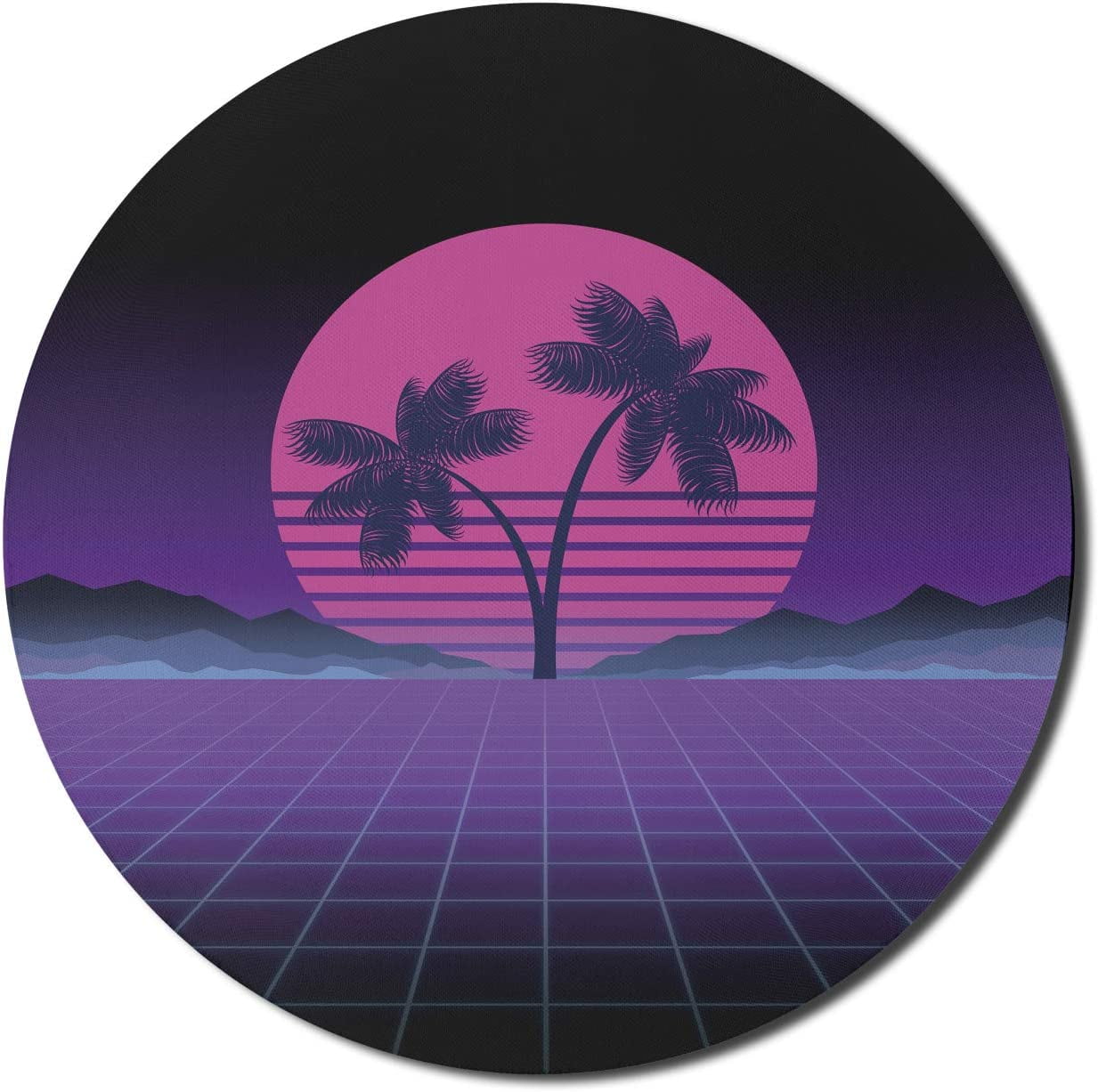 Synthwave Mouse Pad for Computers, Retro Art Design of Striped Pinkish ...