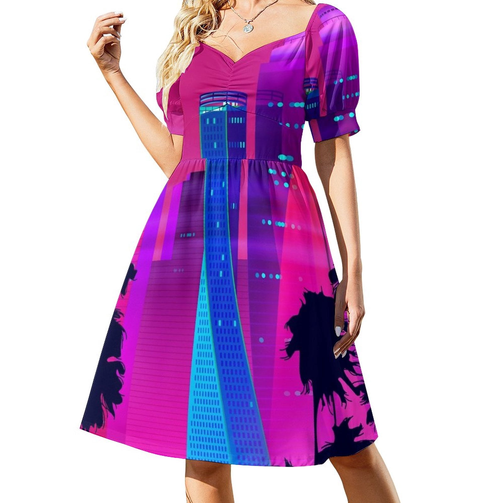 Synthwave Neon City: Miami Vice Sleeveless Dress beach outfits for ...
