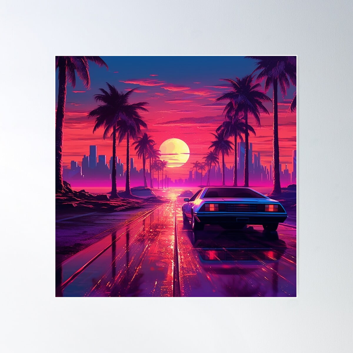 Synthwave Sunset Drive Poster Poster Wall Art, Modern Wall Decor For ...
