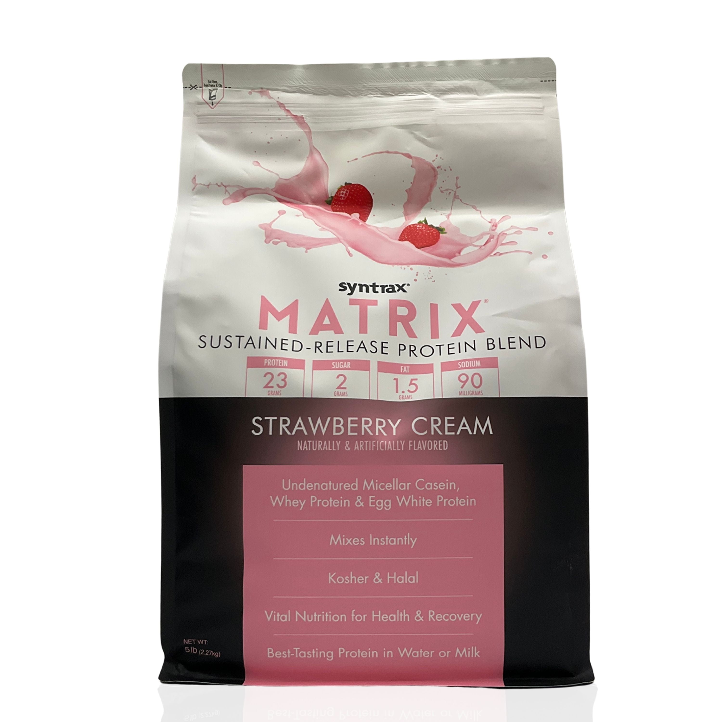 Syntrax Matrix Sustained-Release Protein Powder, Strawberry Cream, 5 lb ...