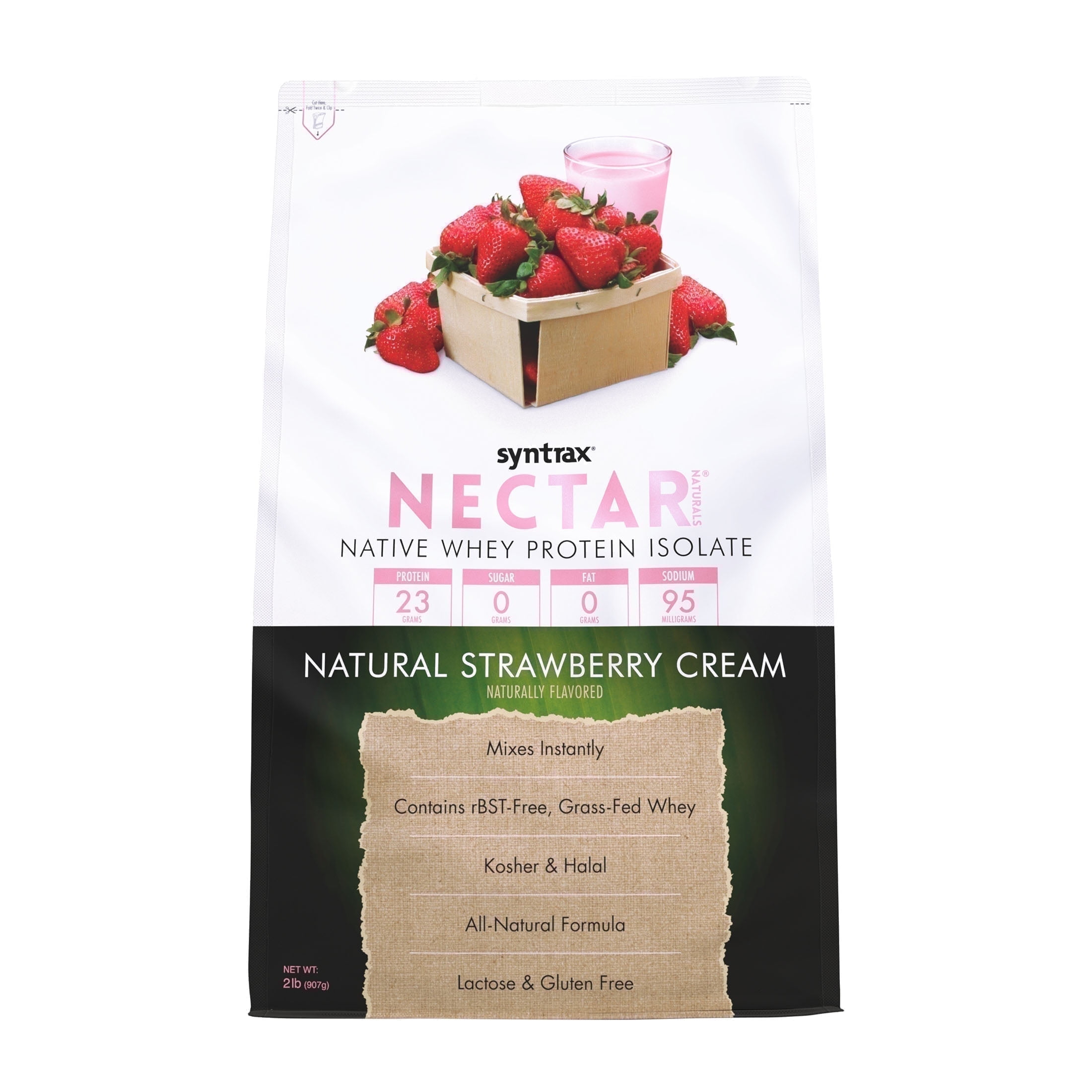 Syntrax Nectar Naturals, Natural Strawberry Cream, 2 lbs. Native Whey ...