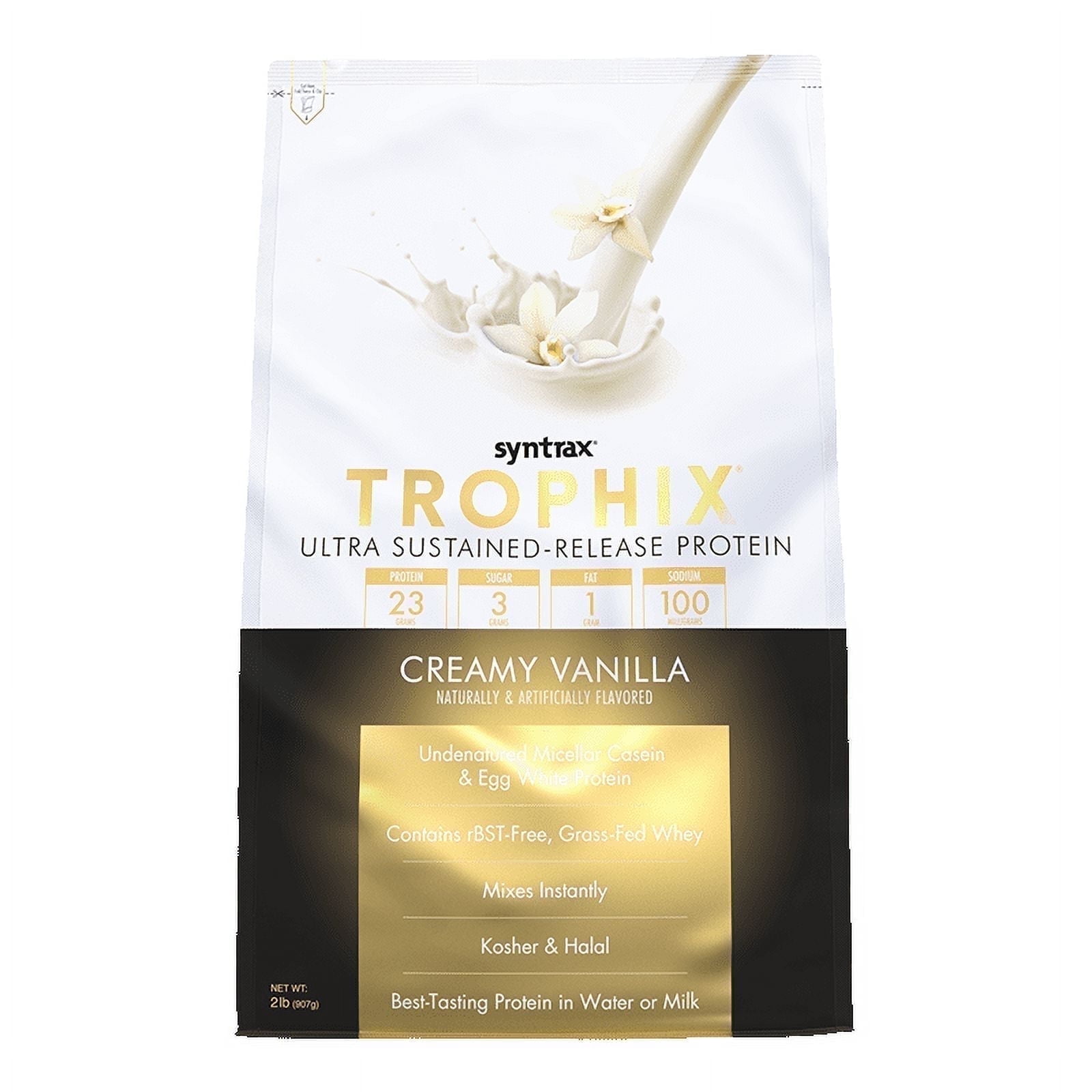Syntrax Nutrition Trophix, Creamy Vanilla 2 lbs. Ultra Sustained ...