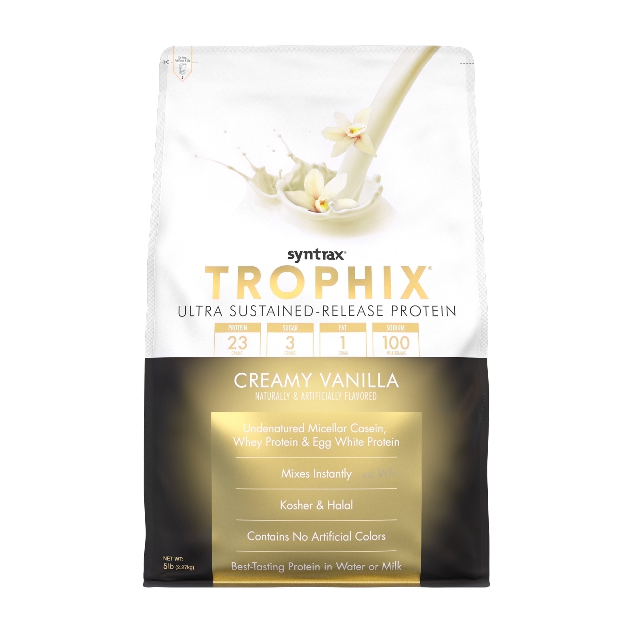 Syntrax Nutrition Trophix, Creamy Vanilla 5 lbs. Ultra Sustained ...