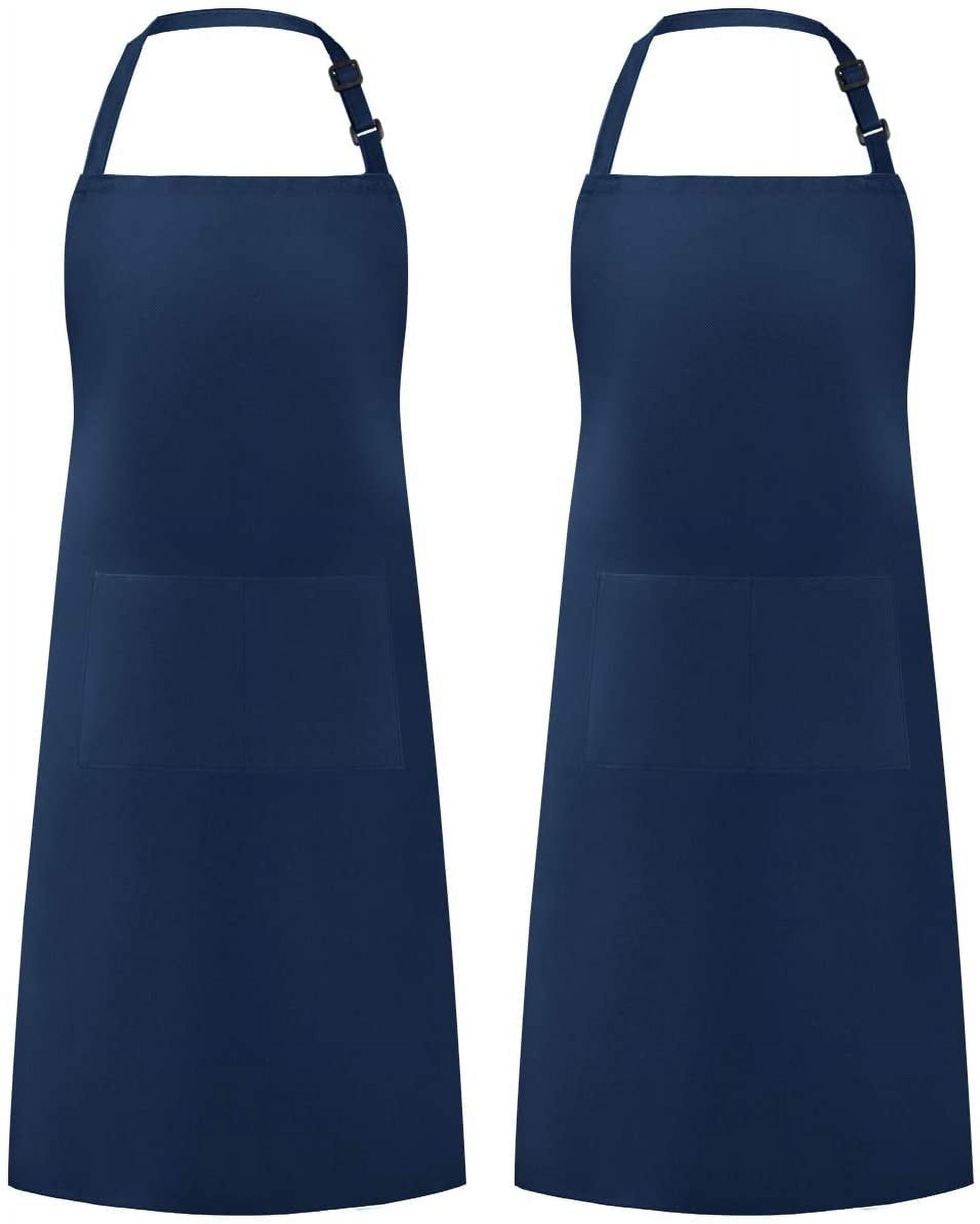 Syntus 2 Pack Adjustable Bib Apron Waterdrop Resistant with 2 Pockets Cooking Kitchen Aprons for ...
