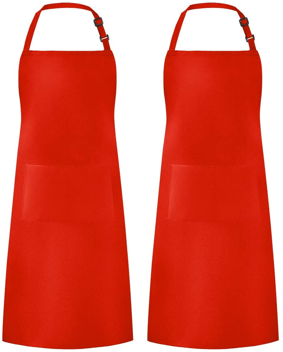 Syntus 2 Pack Adjustable Bib Apron Waterdrop Resistant with 2 Pockets ...