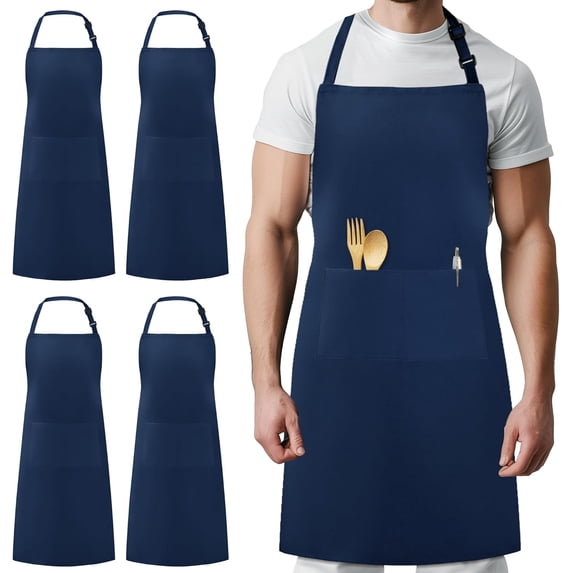 Syntus 4 Pack Adjustable Bib Apron Waterdrop Resistant with 2 Pockets ...