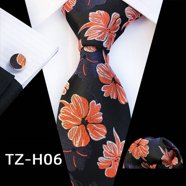 HISDERN Men's Floral Woven Necktie Set, 3.4" Tie & Pocket Square ...