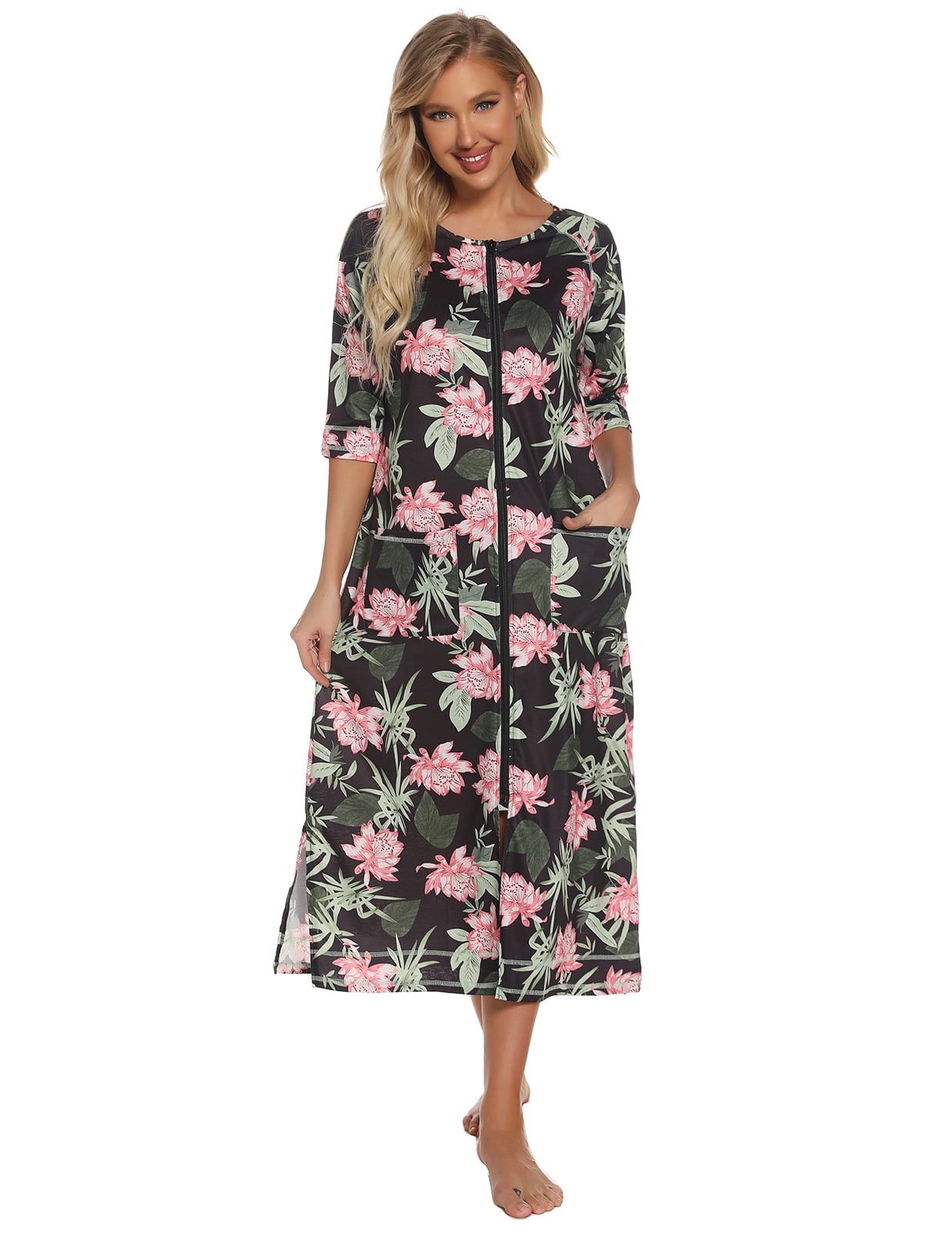 Syphoria Womens Zipper Front Robe – Lightweight Cotton Summer ...