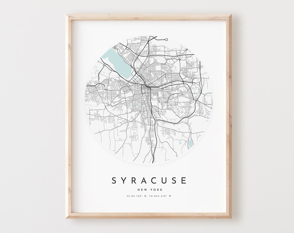 Syracuse Map Print, Syracuse Map Poster City Wall Art, Ny Road Map, New ...