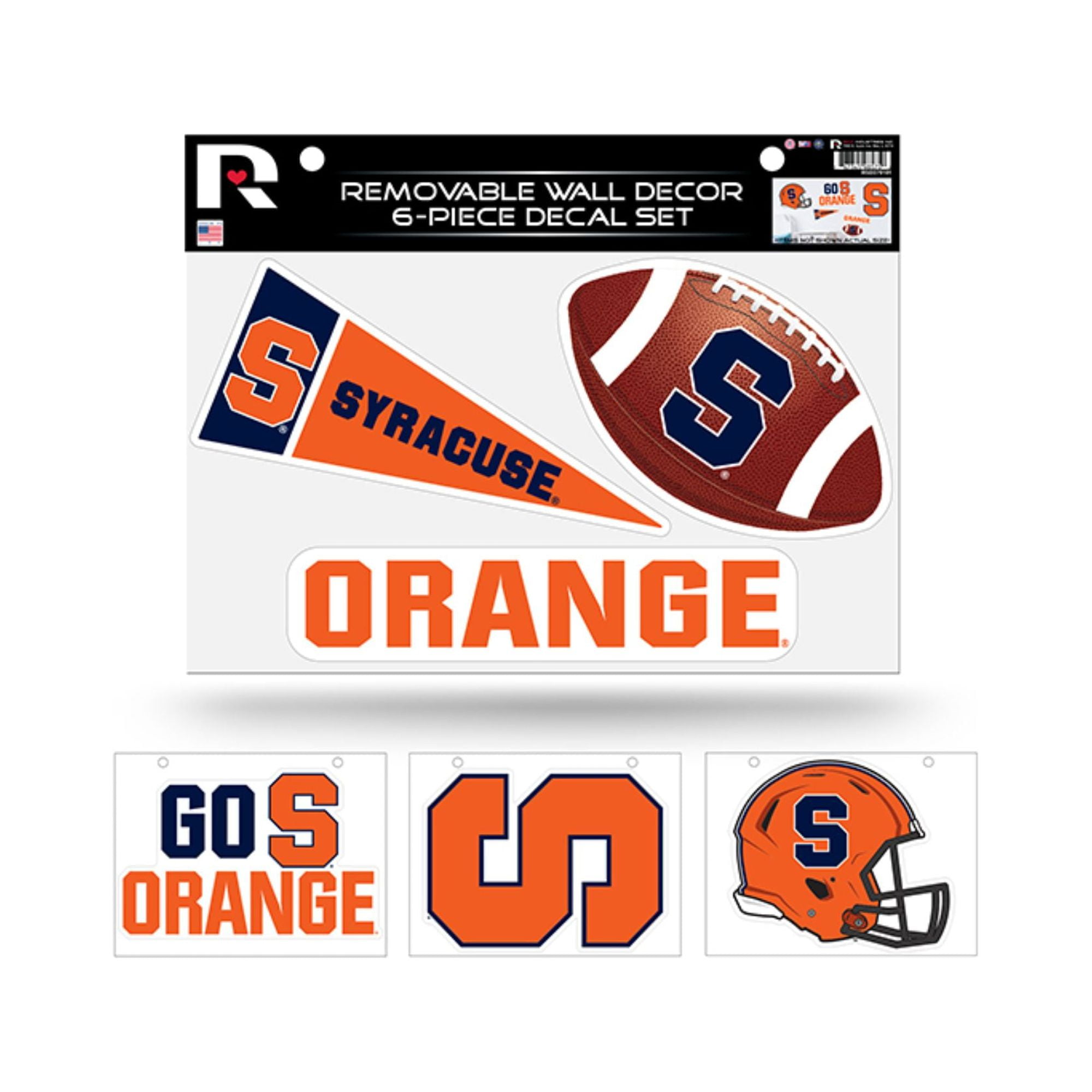Syracuse NCAA Orange Set of 6 Removable Wall Decal Stickers - Walmart.com