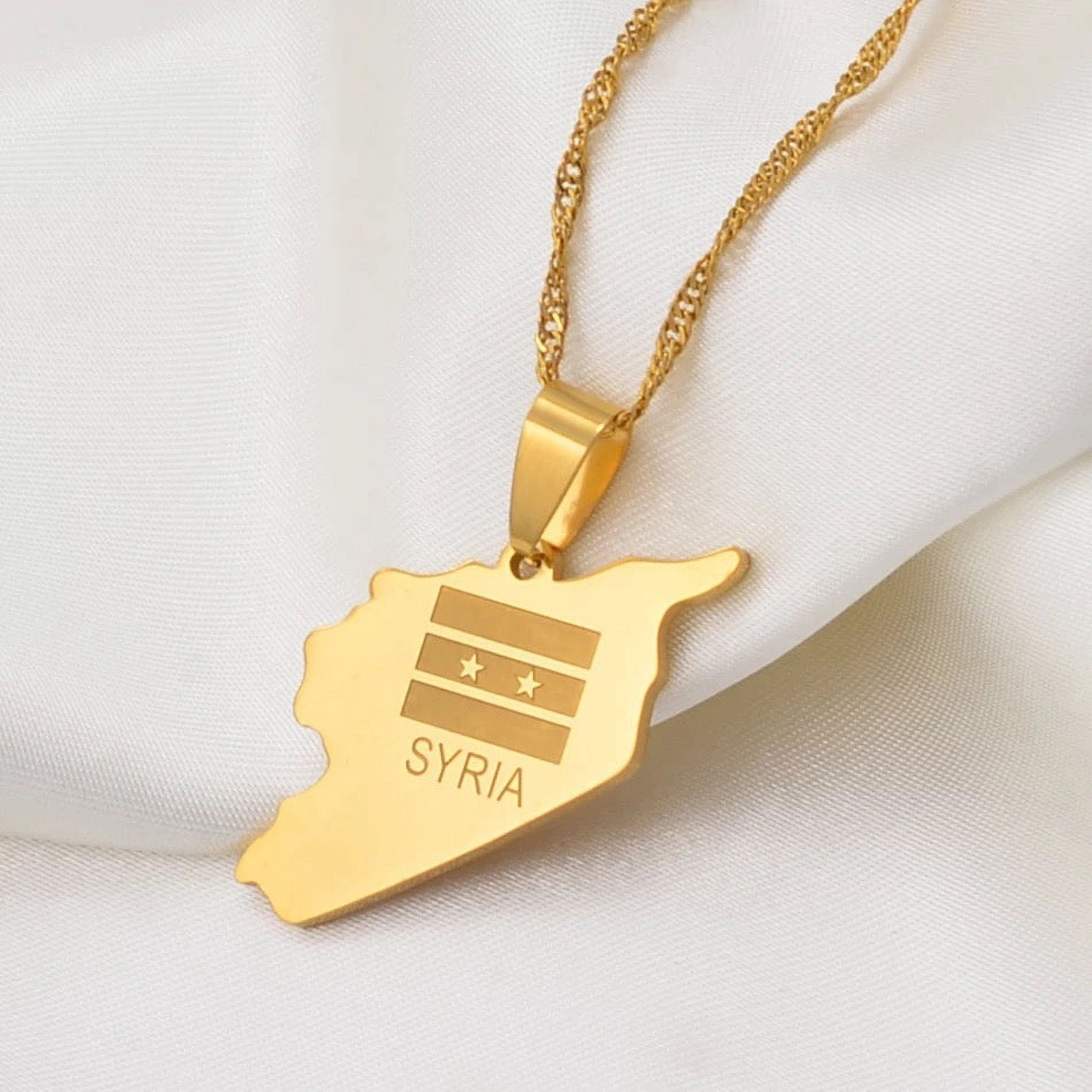 Syria Engraved Flag Map Necklace Chain Pendant - Walmart.com
