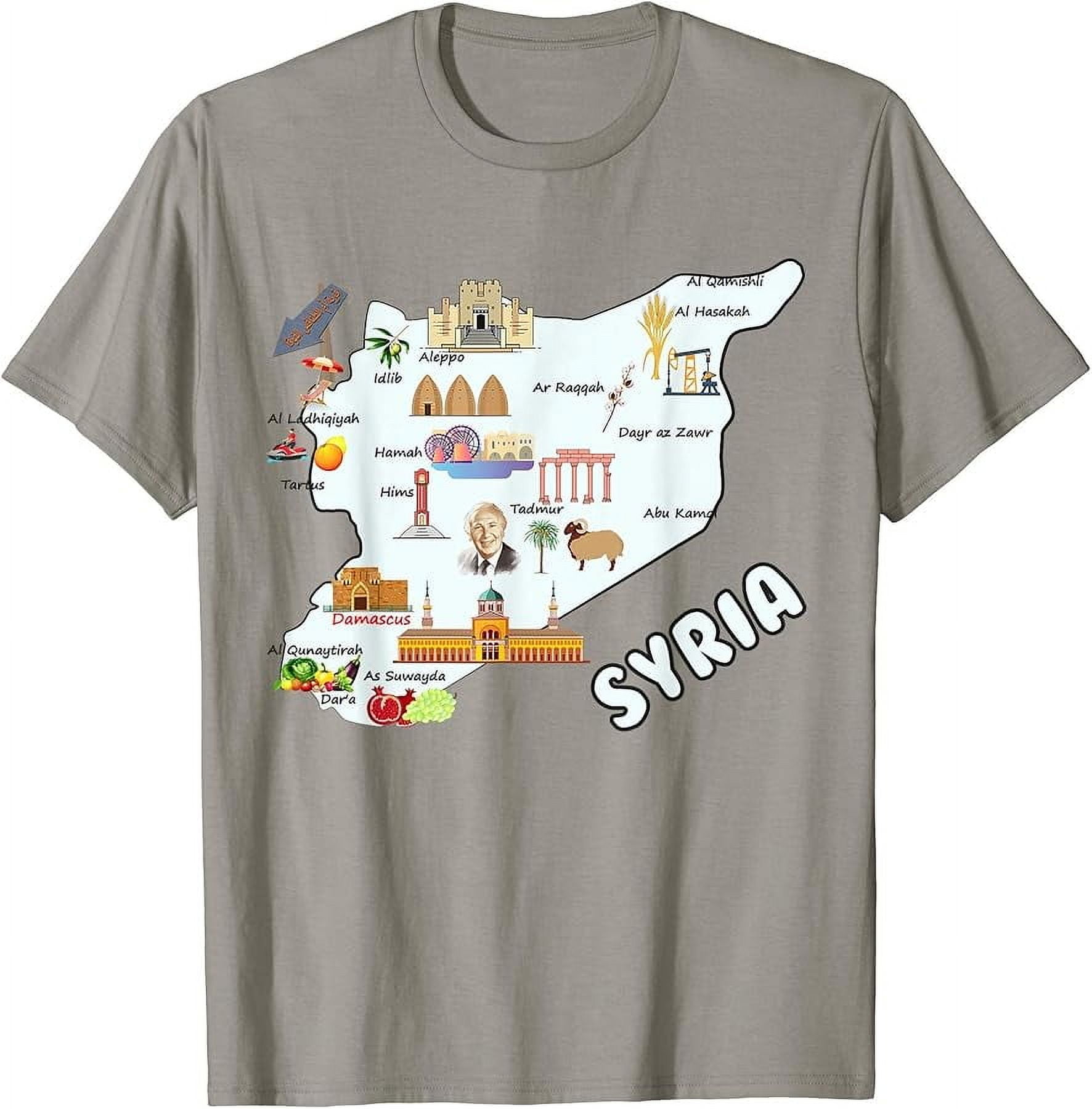 Syria Landmarks Map with names the major cities T-Shirt - Walmart.com