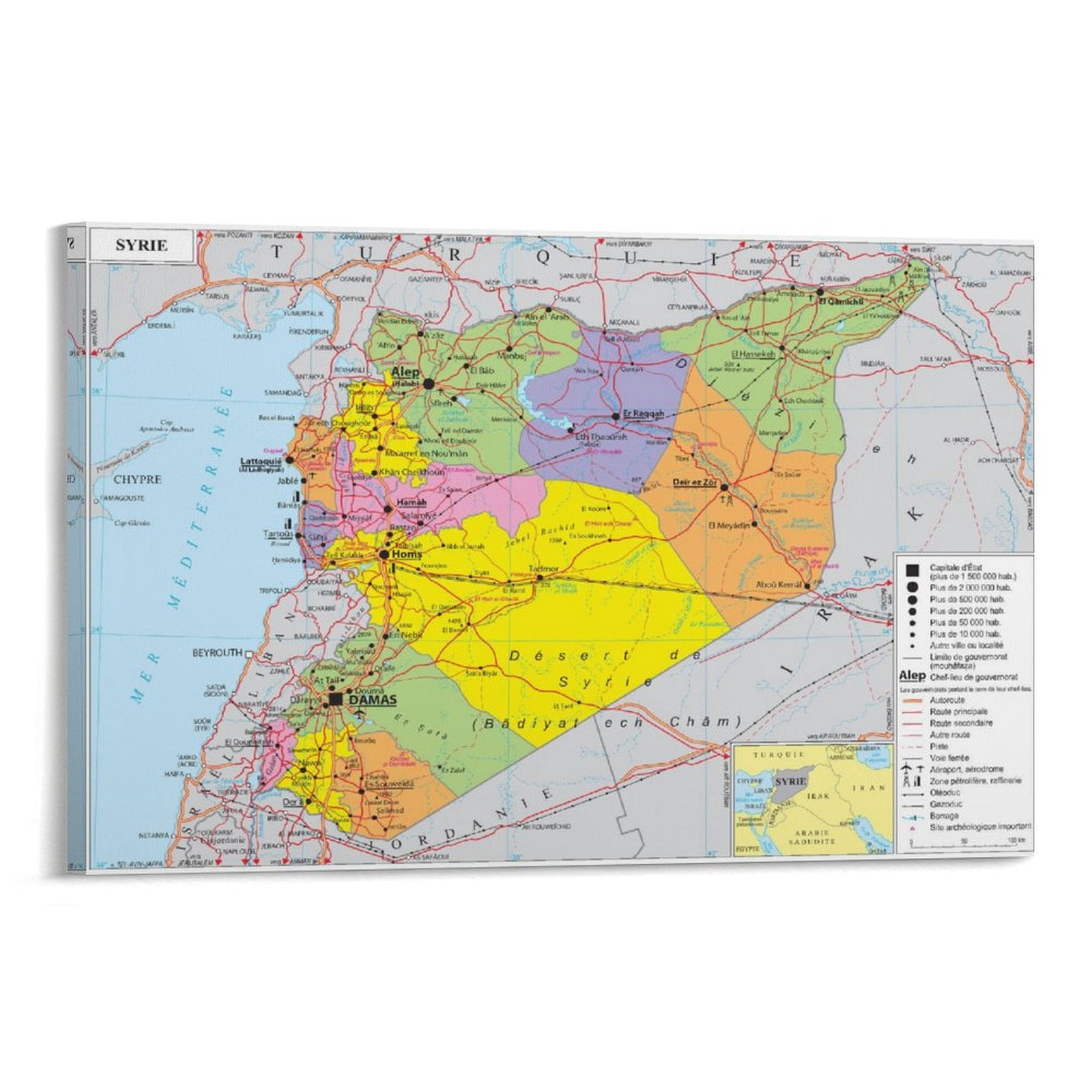 Syria Map Posters Canvas Art Poster and Wall Art Picture Print Modern ...