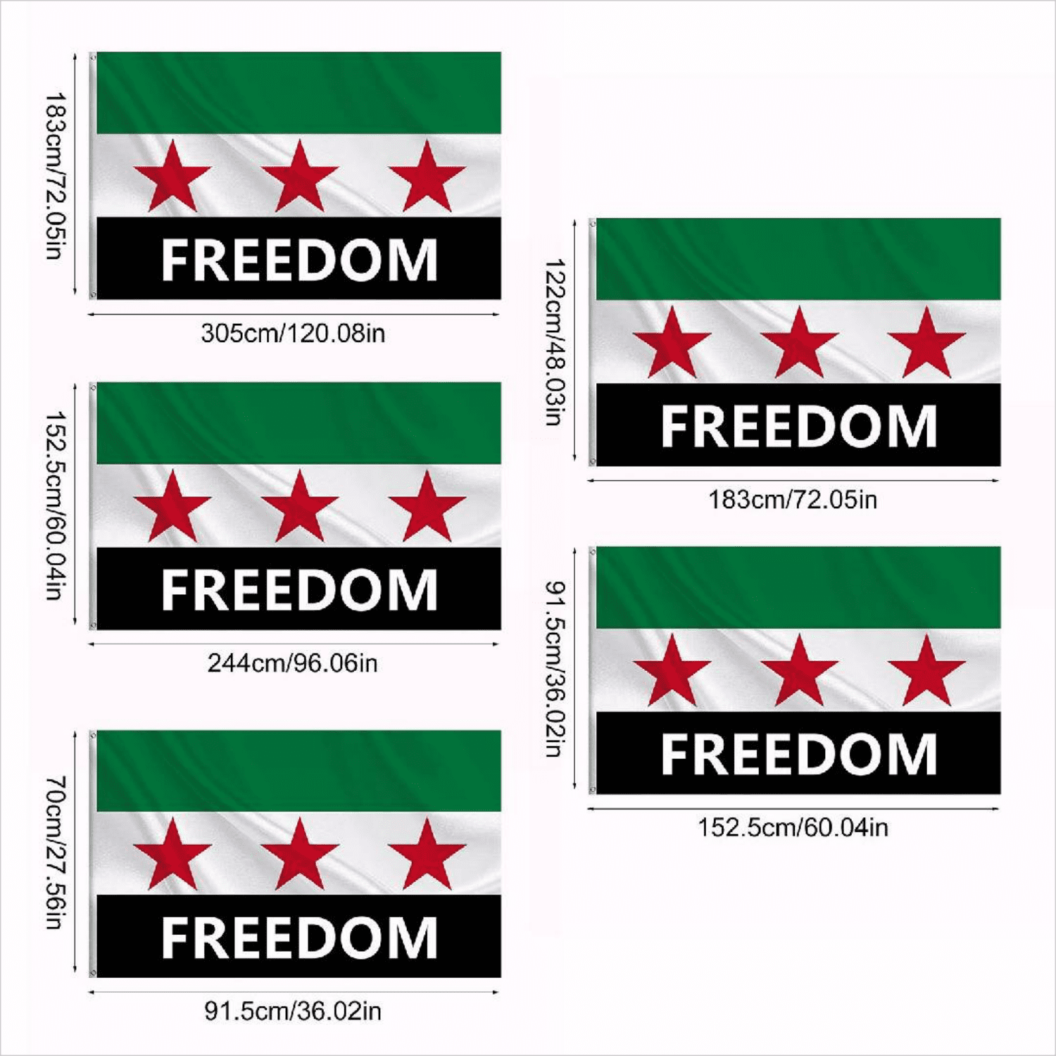Syrian Republic Flag 3x5ft Syrian Rep Flag Syrian Freedom Flag Three ...