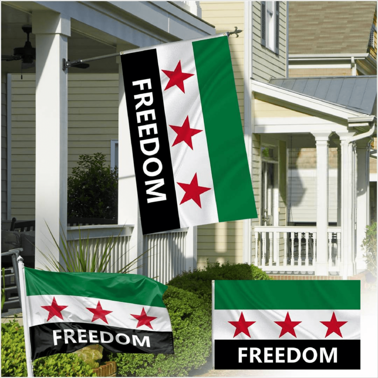 Syrian Republic Flag 4x6ft Syria Freedom Flag 3 Stars Republic ...