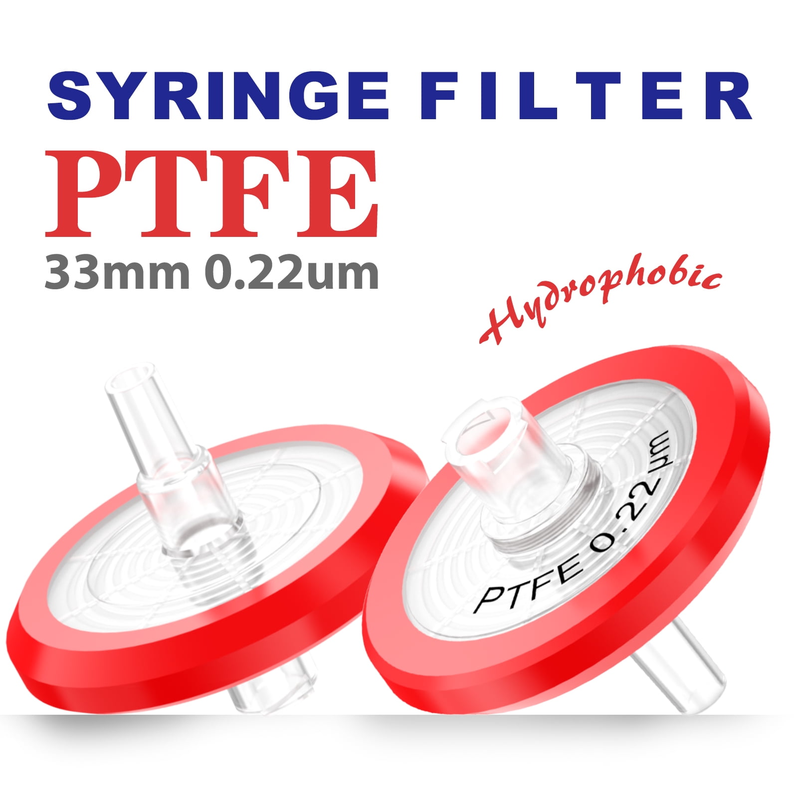Syringe Filter Hydrophobic PTFE Membrane 100PCS 33mm Disc Diameter 0 ...